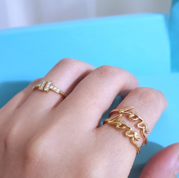 Tiffany & Co. | Jewelry | Tiffany Co 8k Yellow Gold Paloma Picasso Graffiti Script Love Ring ...